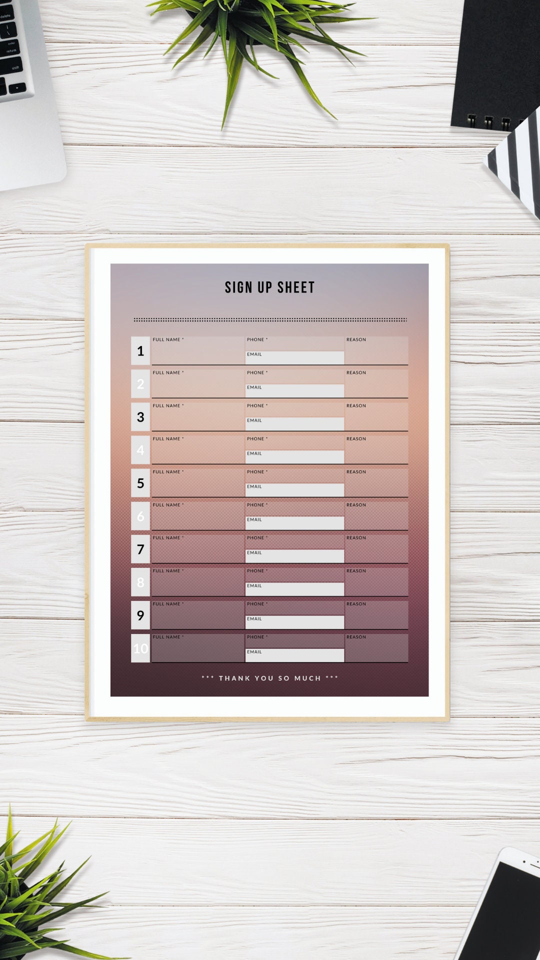 Minimal Event Sign up Sheet Planner - Etsy