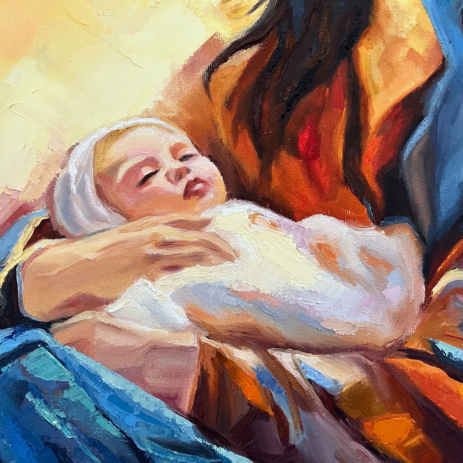 Nativity Scene Canvas Print: Christmas Impasto Oil Painting - Etsy