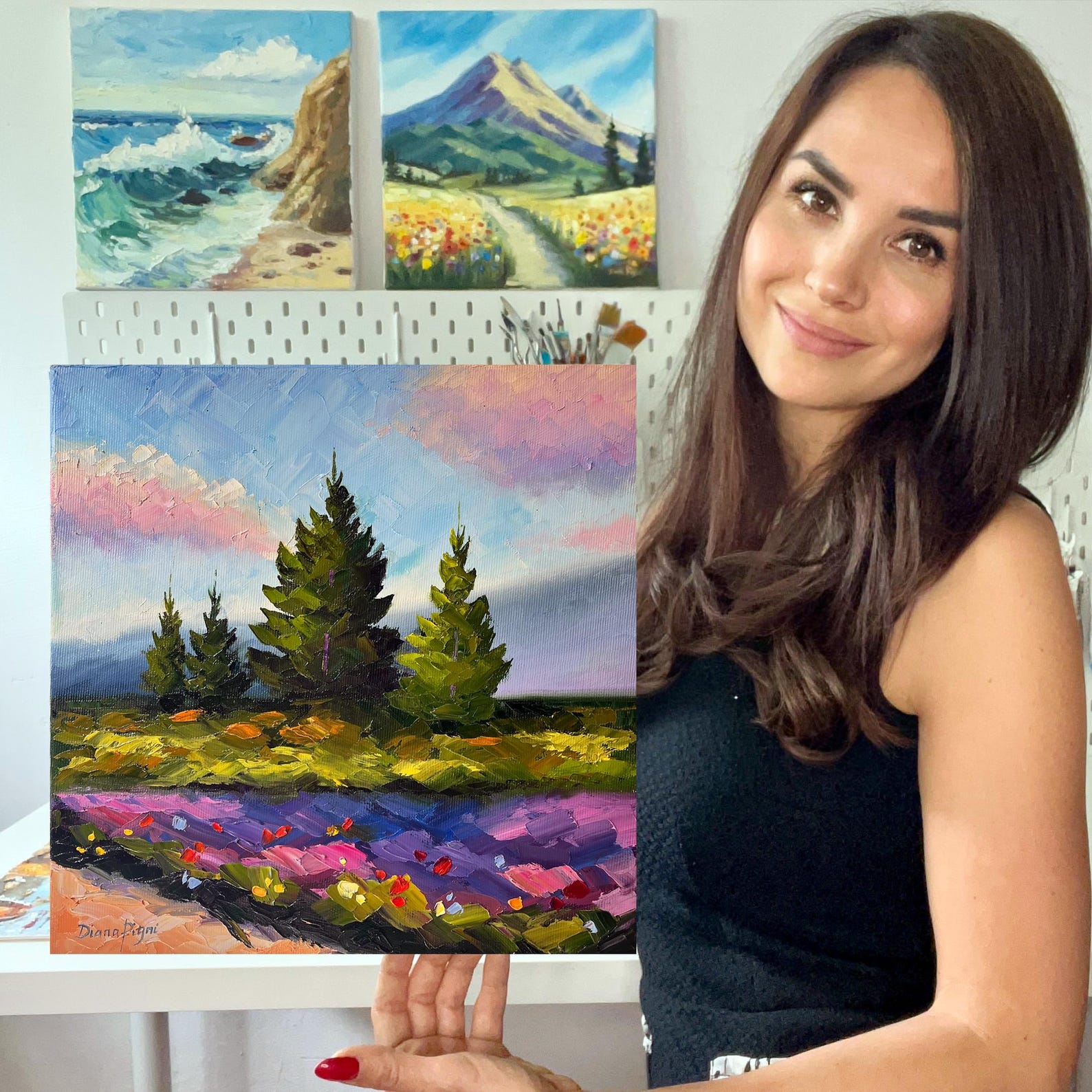 Lavender Valley Oil Painting: Oregon Landscape Art, 12" Impasto Canvas ...