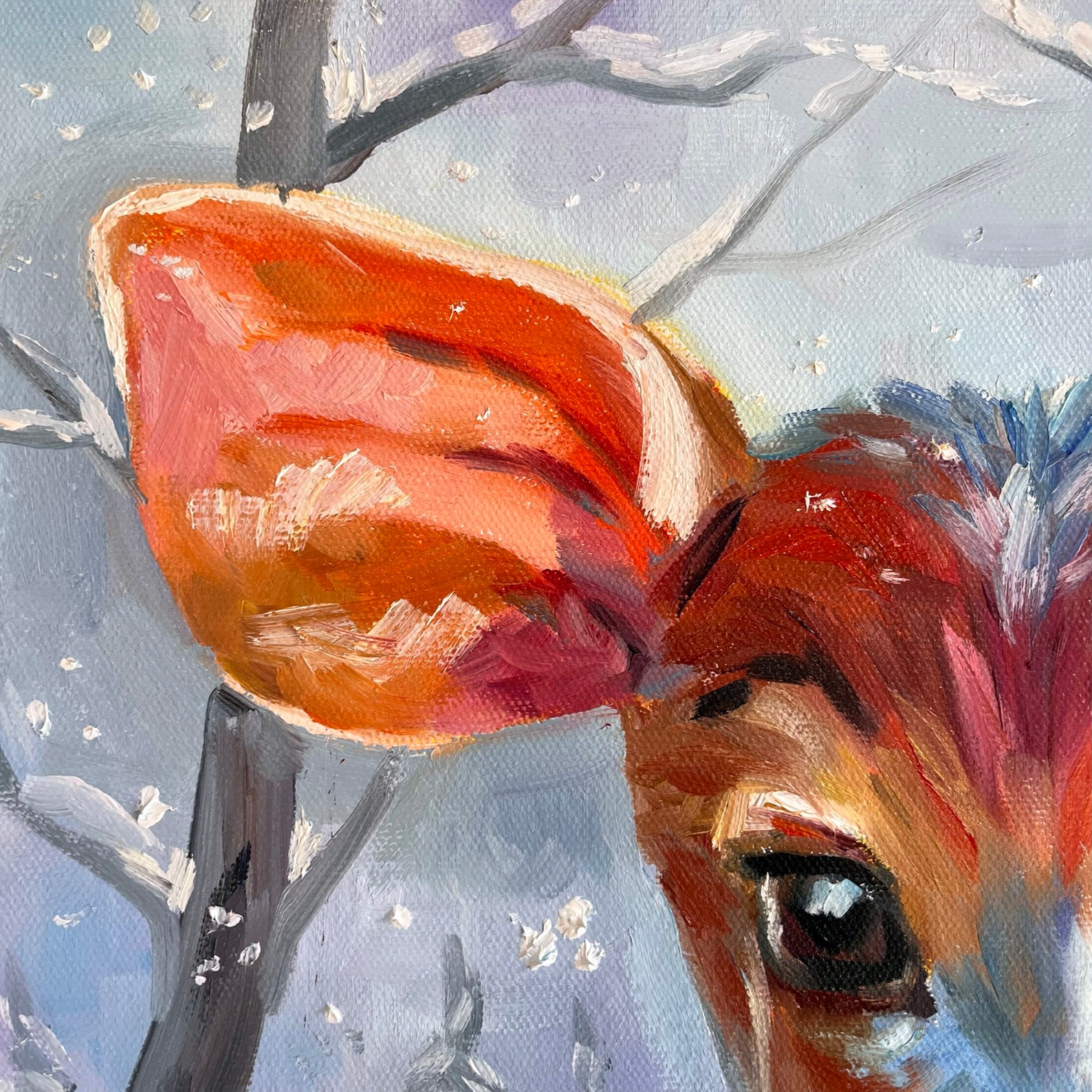 Fawn Painting Deer Original Art Nursery Wall Art Animal Oil - Etsy