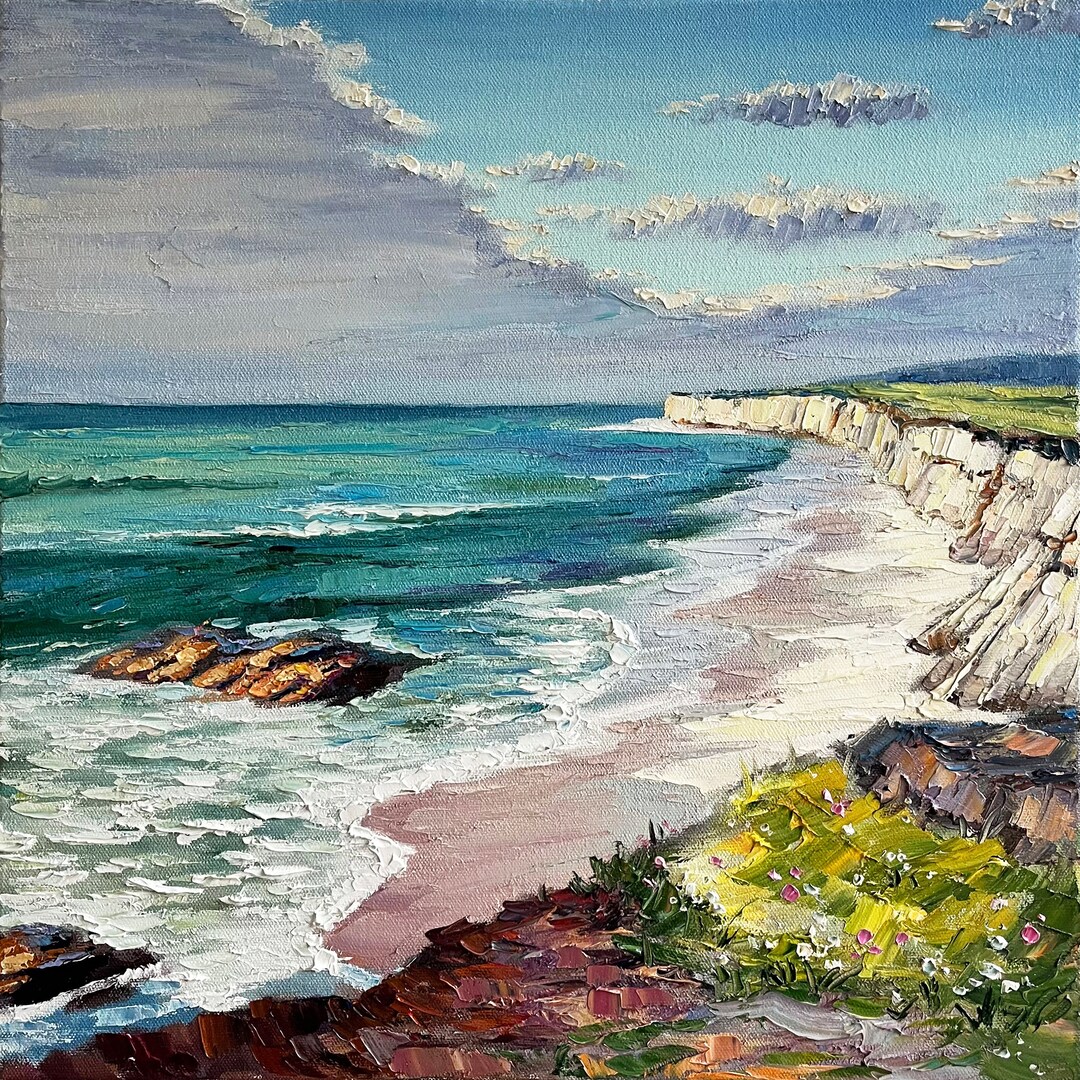 Half Moon Bay Painting Coastal Original Art 16 California Artwork Beach ...