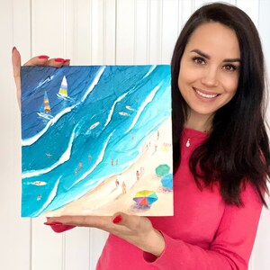 Santa Monica Beach Painting Los Angeles Original Art Beach People ...