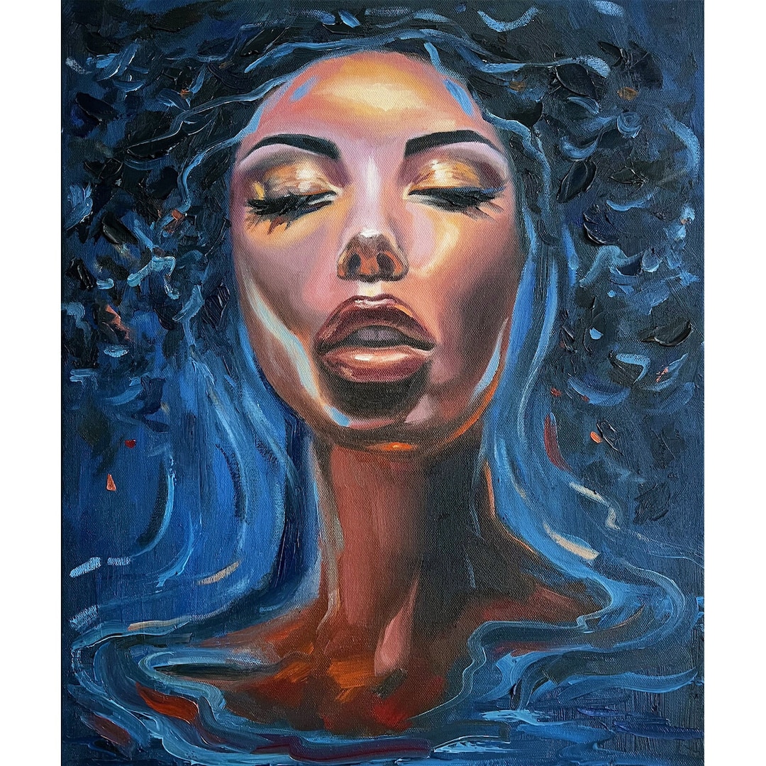 African American Woman Painting African Queen Original Art 20 by 16 ...
