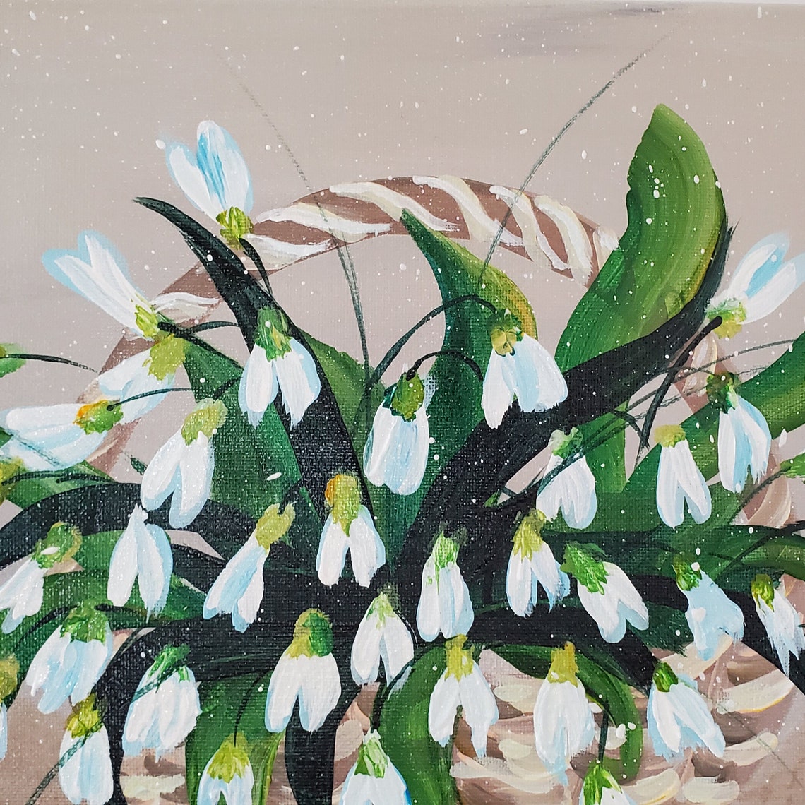 Snowdrop Painting Wildflower Original Art Floral Painting - Etsy