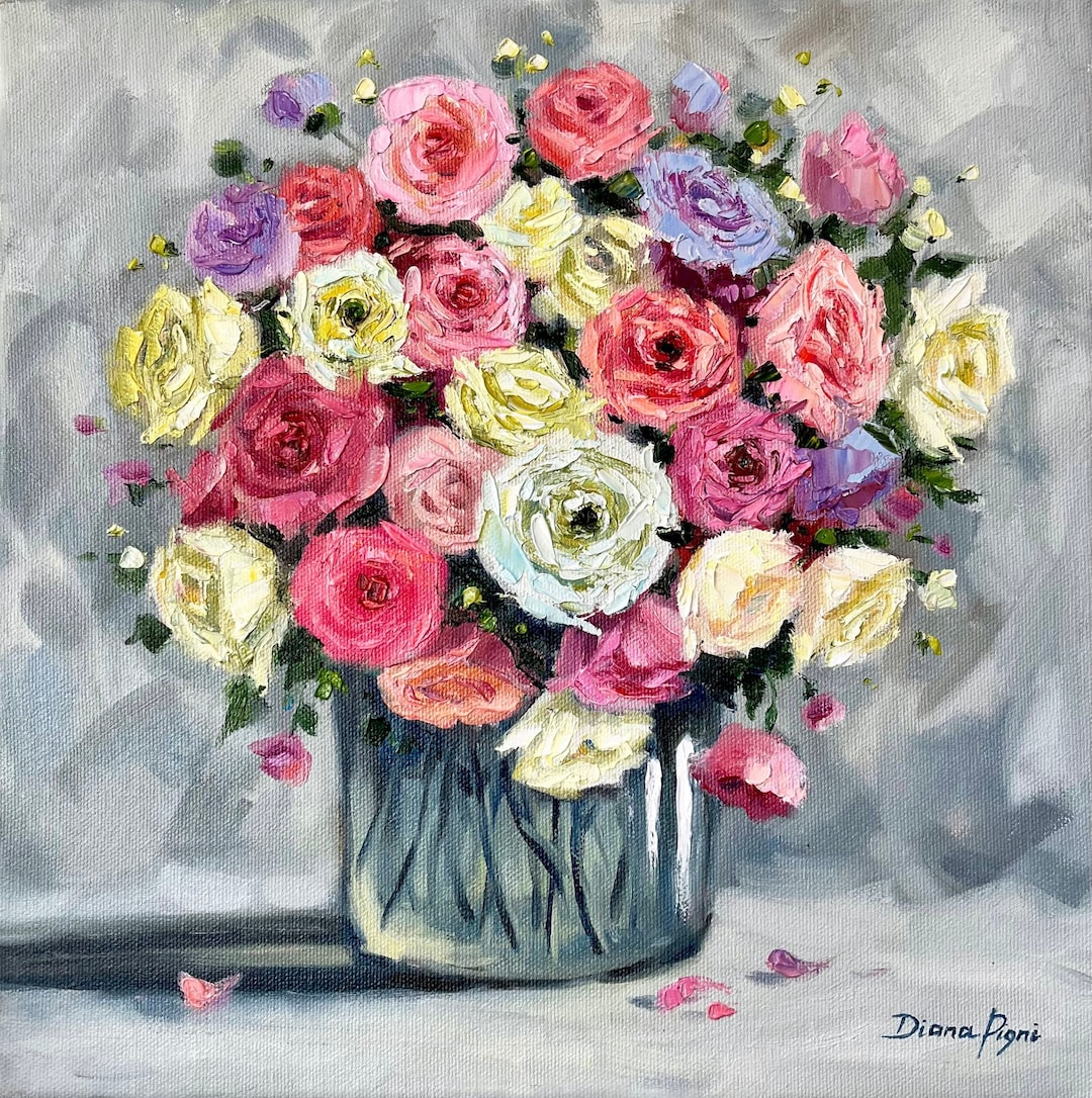 Ranunculus Painting Floral Original Art Impasto Flower Artwork - Etsy