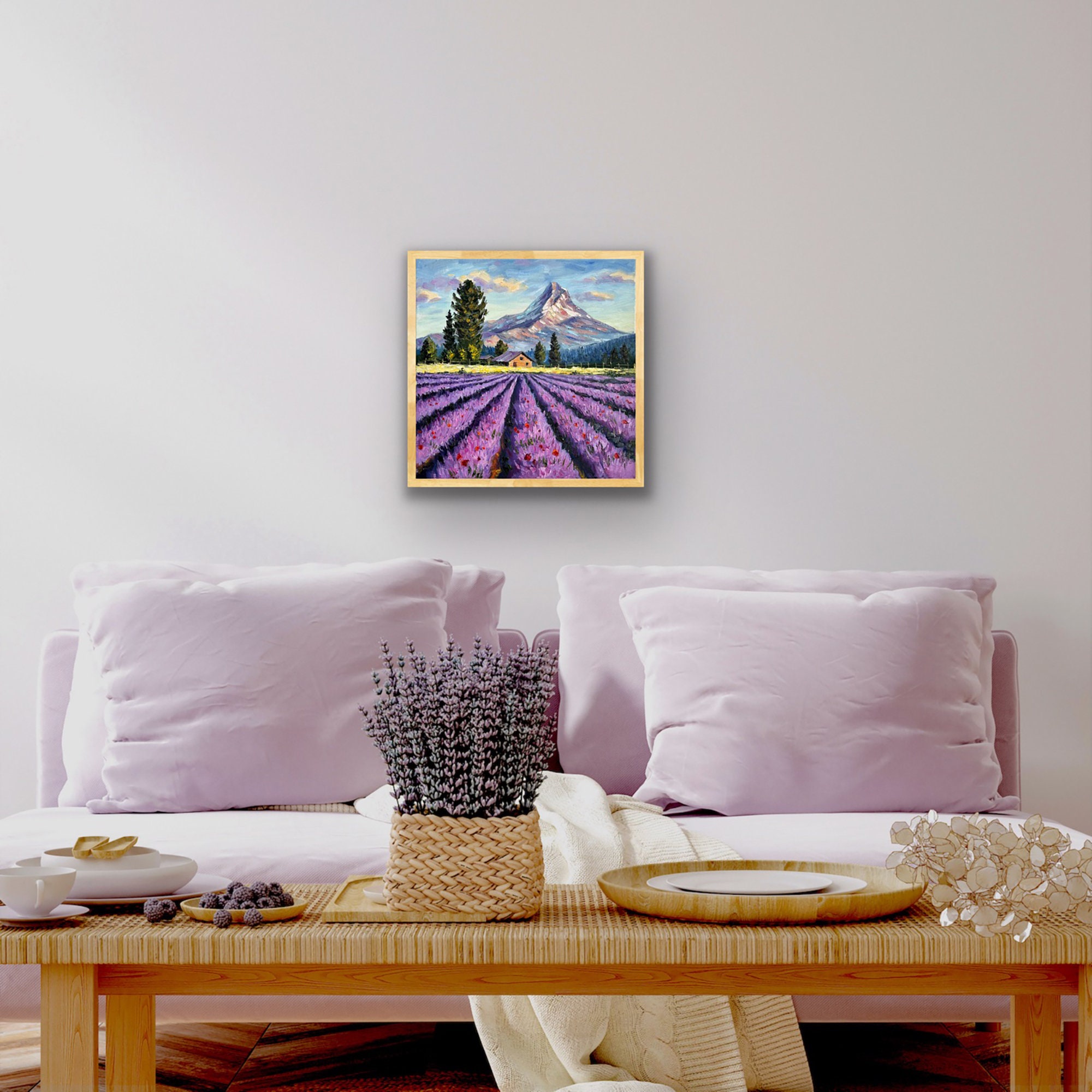 Mount Hood Lavender Field Impasto Oil Painting: Oregon Original ...