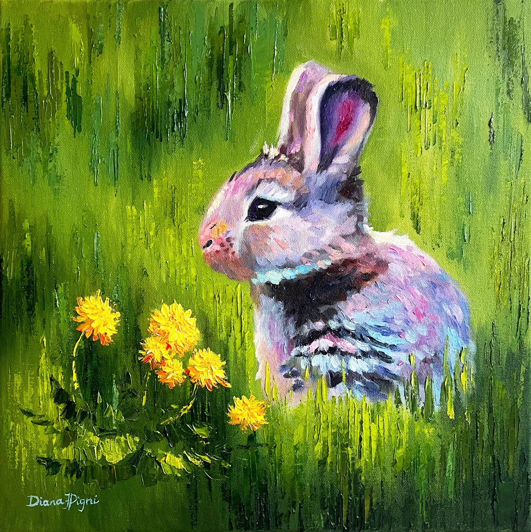 Rabbit Painting Animal Original Art Bunny Nursery Wall Art - Etsy