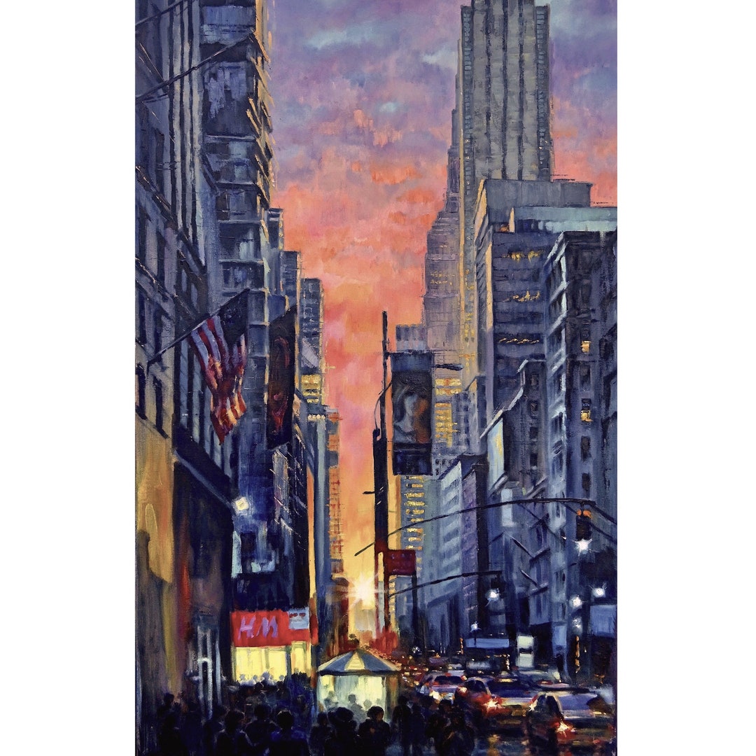 New York Painting Skyline Original Art Impasto Oil Painting NYC on ...