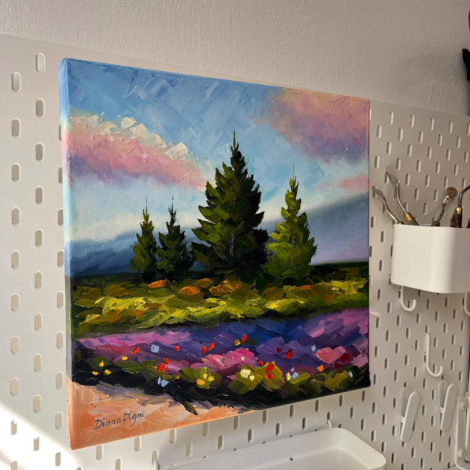 Lavender Valley Oil Painting: Oregon Landscape Art, 12" Impasto Canvas ...