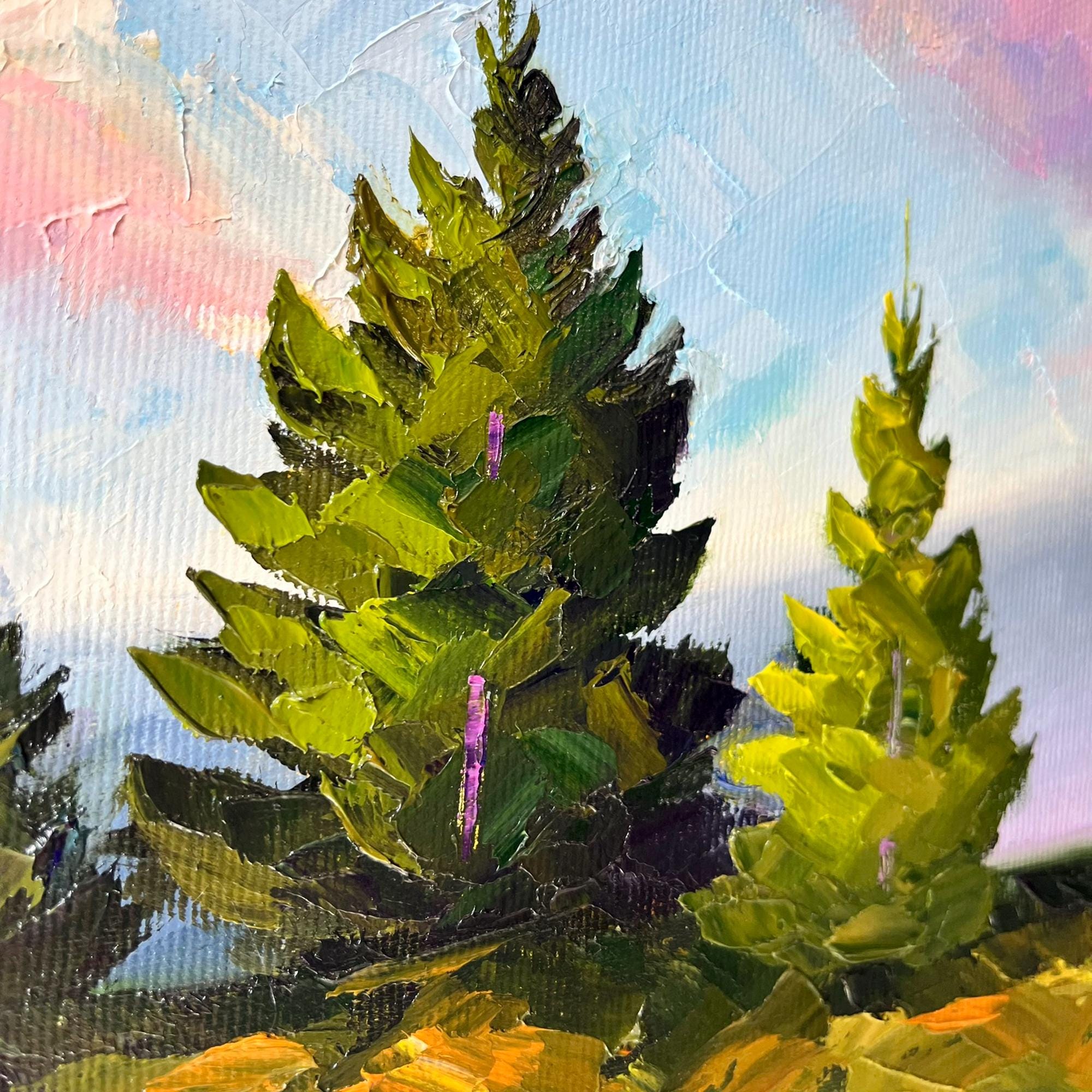 Lavender Valley Oil Painting: Oregon Landscape Art, 12" Impasto Canvas ...