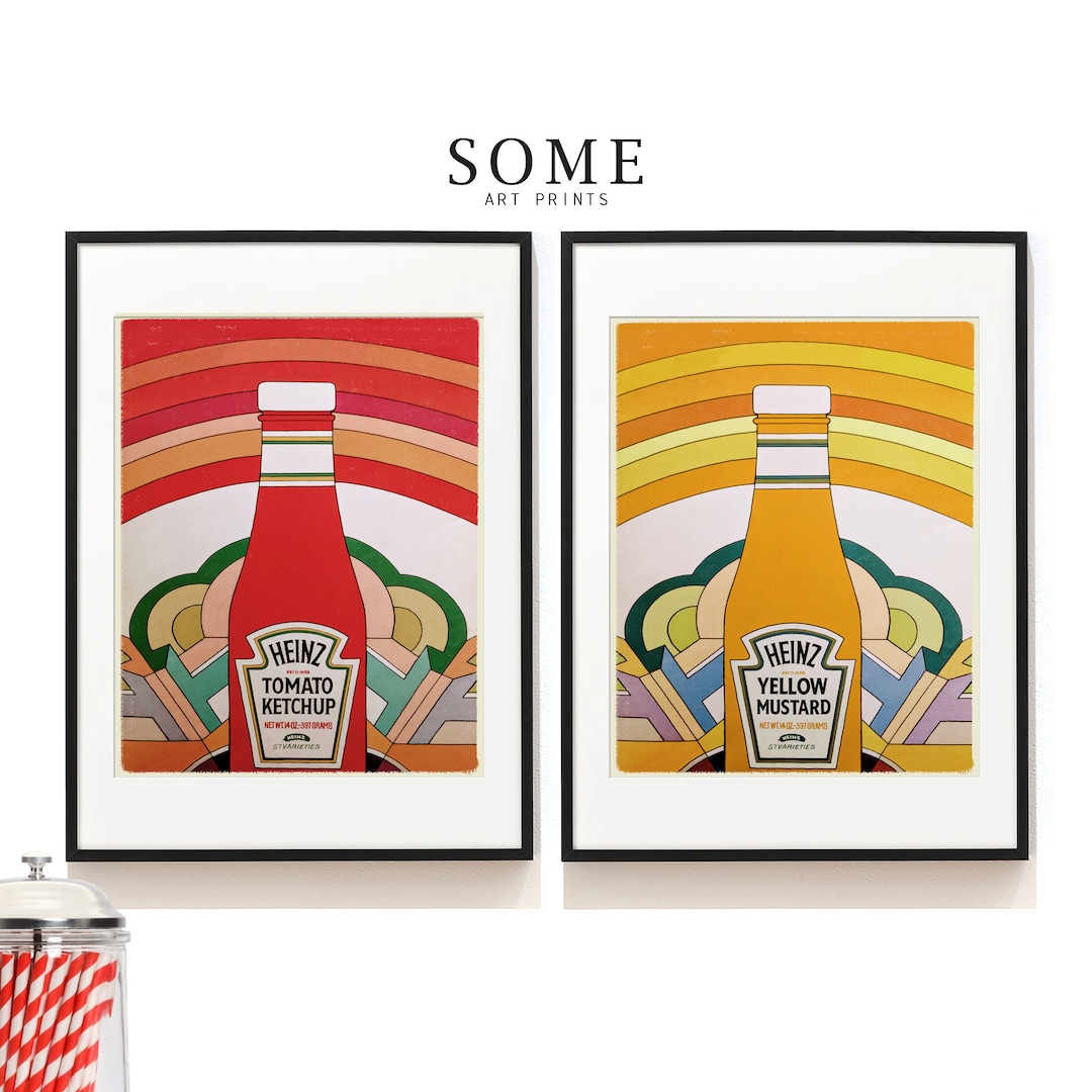 Retro Heinz Ketchup And Mustard Poster Vintage Ketchup Poster Retro Kitchen Wall Art