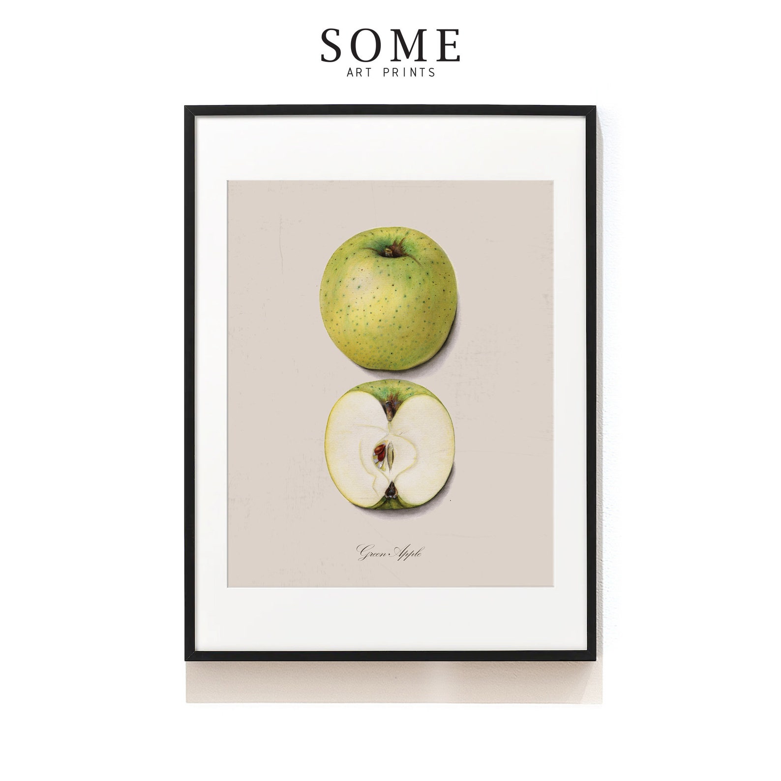 Vintage Fruit Print . Green Apple Art Print . Botanical Print . Antique ...