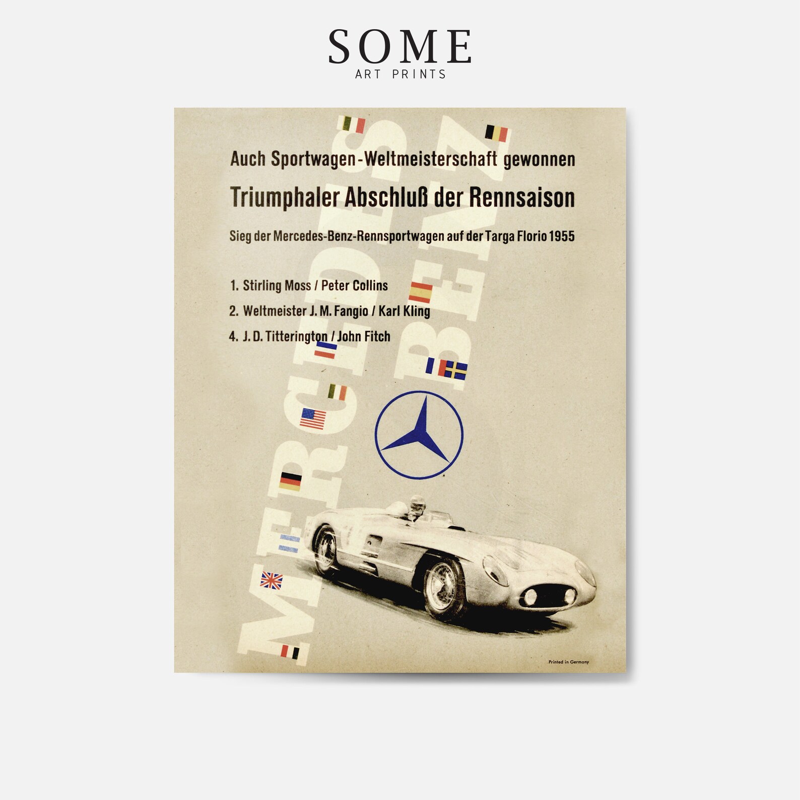 Vintage Mercedes Benz Poster . Car Racing Poster . Garage | Etsy