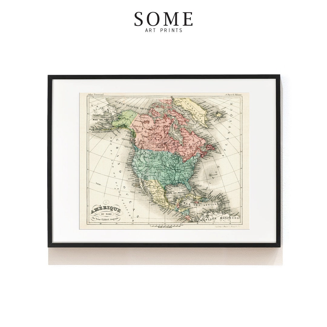 Map of United States of America Canada and Mexico . Map Wall Art . Map ...