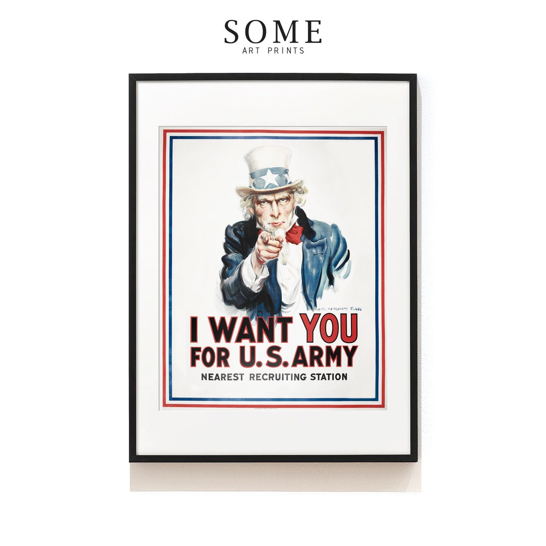 Uncle Sam Poster . I Want You for U. S. Army Poster . Vintage Poster ...