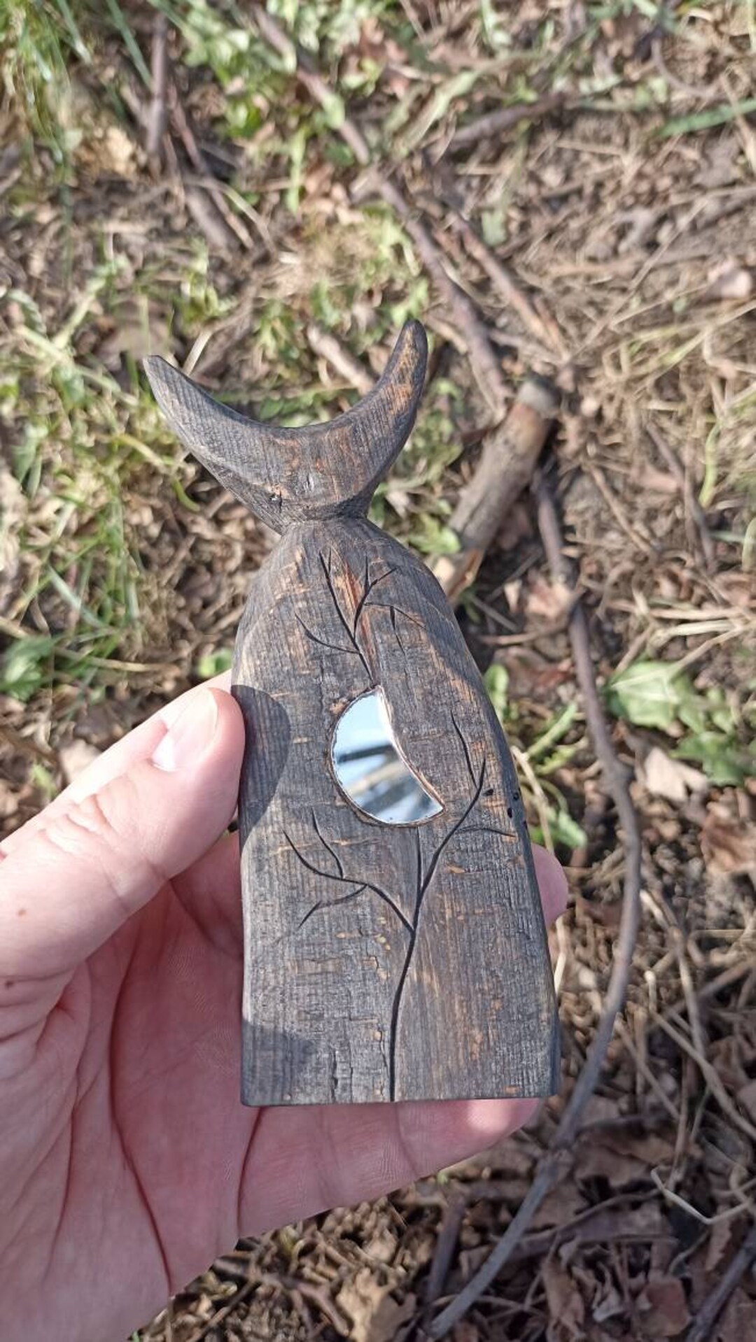 Moon Idol Cernunnos/ Horned Irish God / Wooden Celtic Idol / Druid God ...