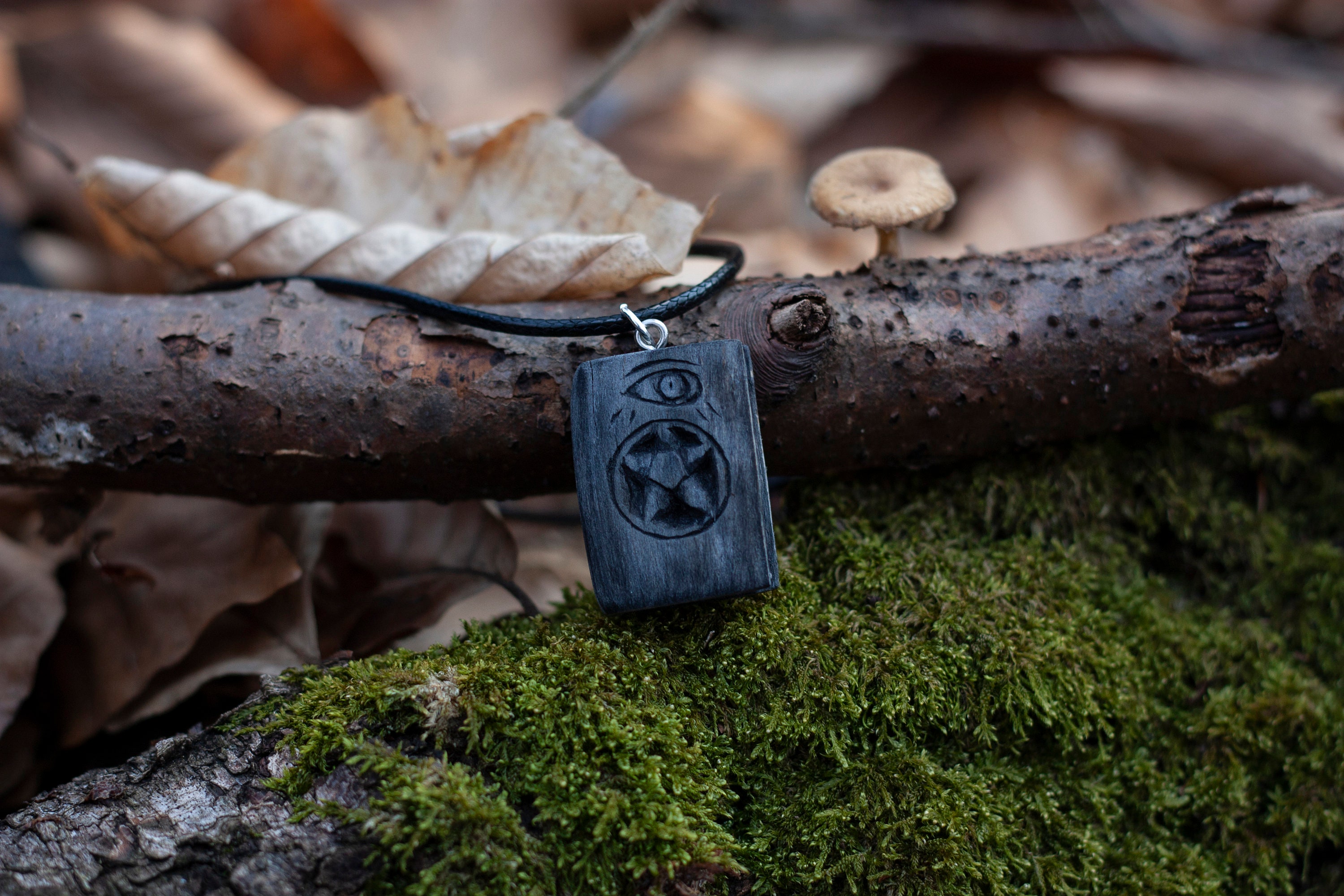 Wooden pendant Spell Book/ Witch Pendant/ Magic Book/ Wiccan | Etsy