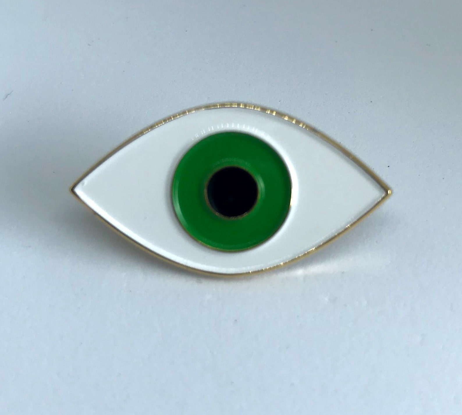 Green Evil Eye Soft Enamel Pin Gold Detailing Double Rubber | Etsy