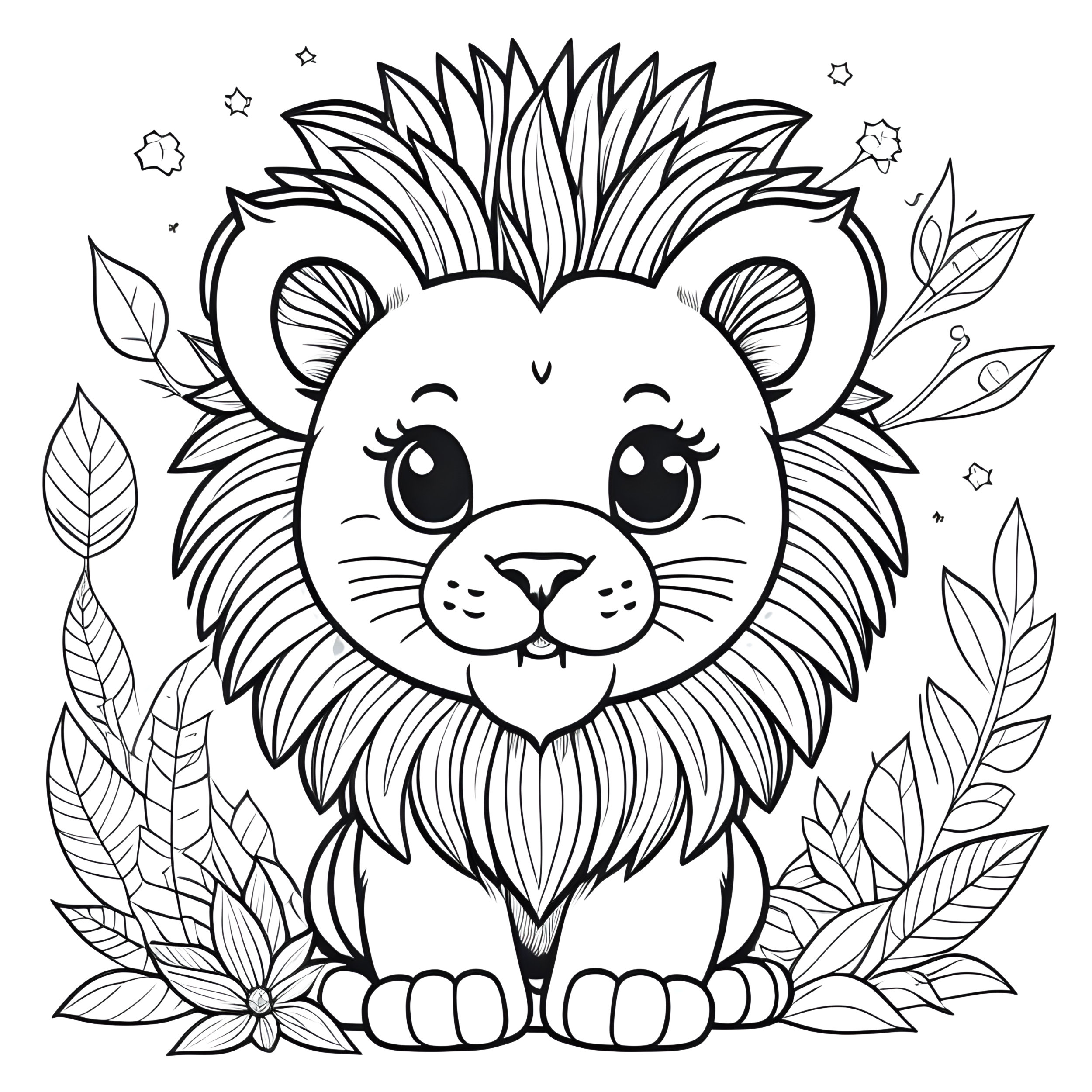 Cute Baby Lion Cub Coloring Page for Kids 8.5x11 Inches US - Etsy