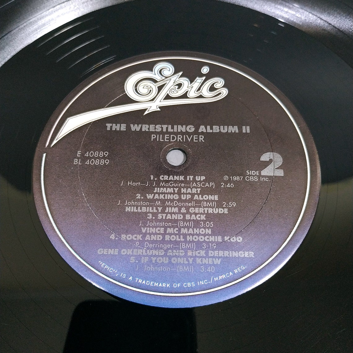 Rare PILEDRIVER. the Wrestling Album II. 1987 CBS Inc. Epic Records ...