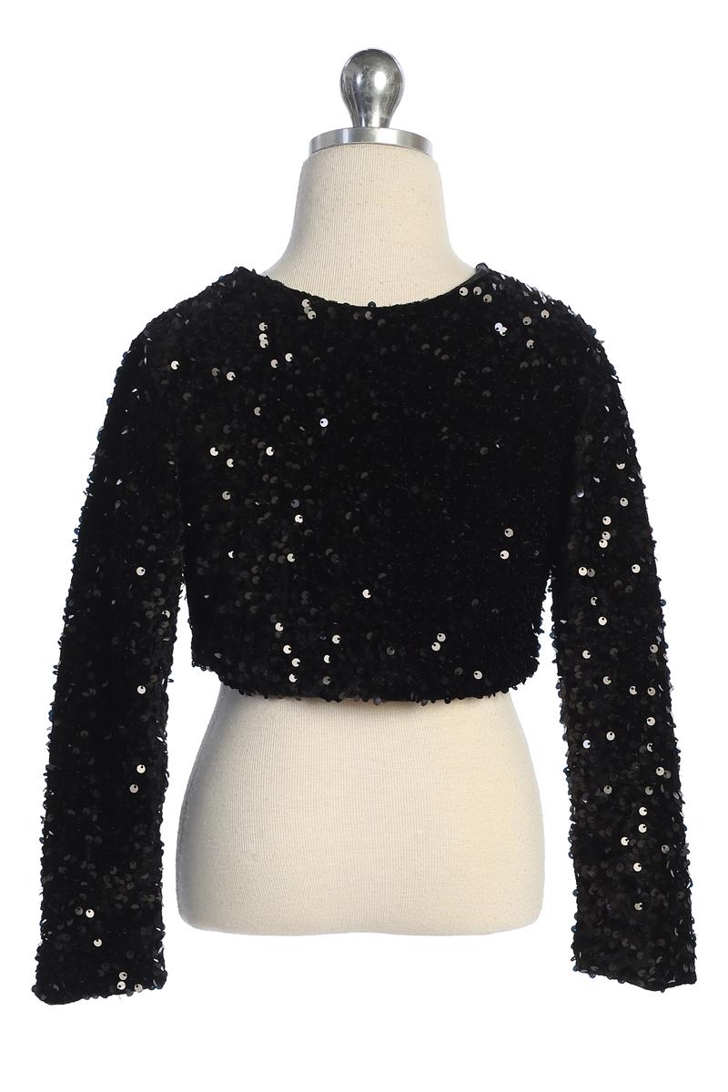 Girls Black Sequin Velvet Flower Girl Bolero Jacket Shrug Coat - Etsy