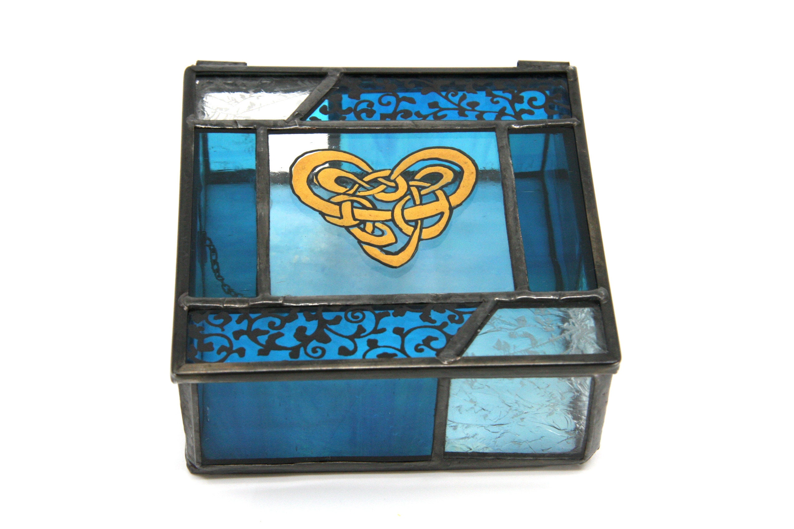 Stained Glass Box, Art Glass Jewelry Box, Painted Glass Keepsake Box ...