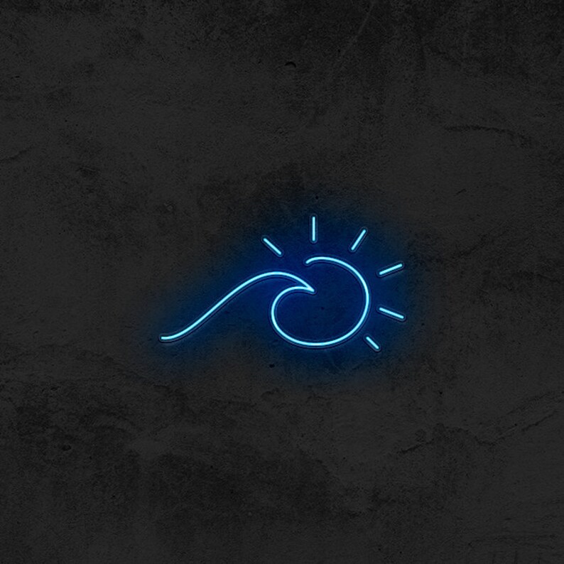 Wave Sun Neon Sign Surf Wall Art Wall Art Neon Gift Gift | Etsy