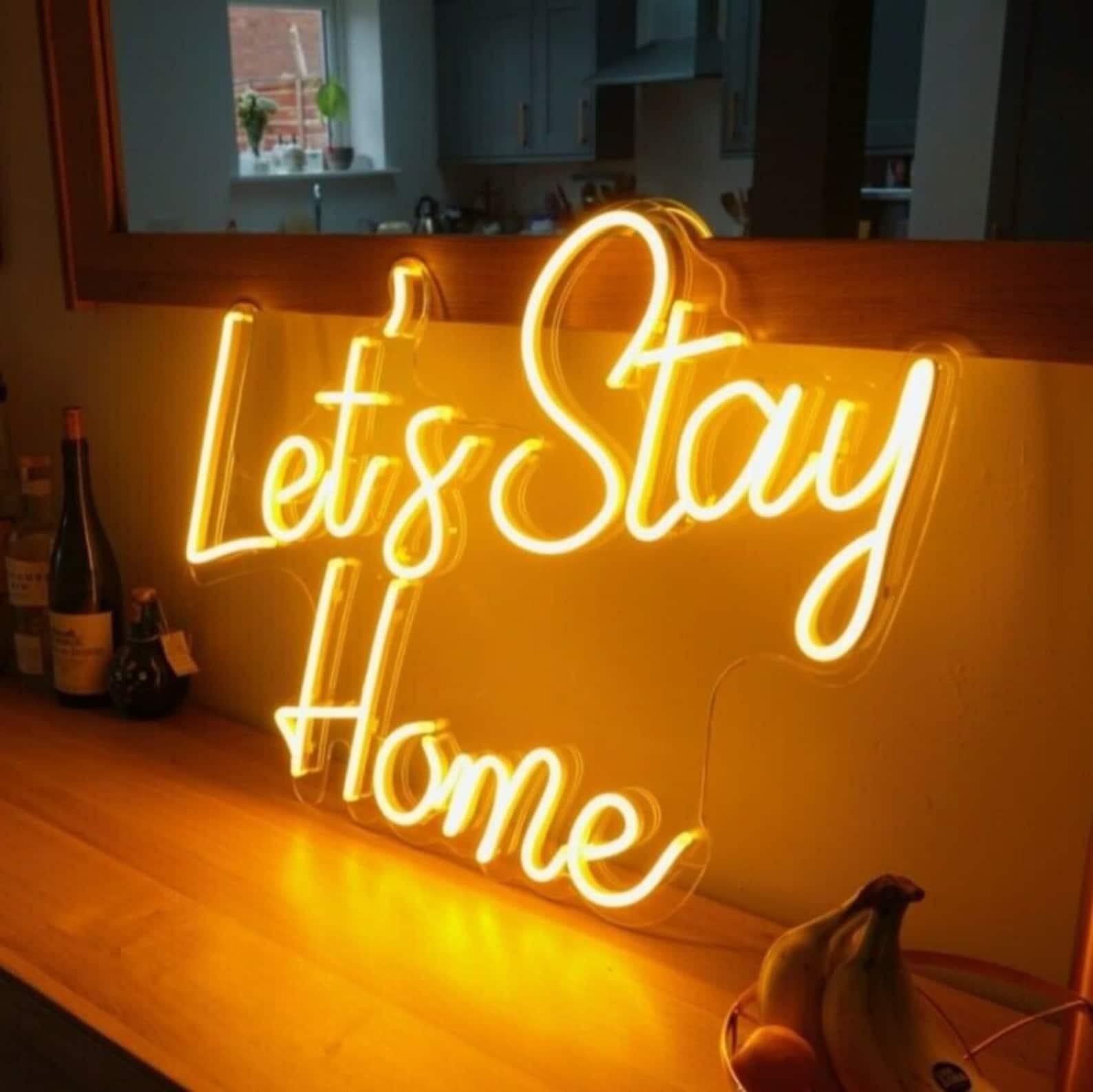 Lets Stay Home, Neon Sign, Signs, Neon Lights, Bedroom Wall Art, Living ...