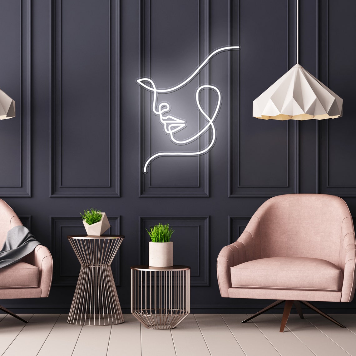 One Line Face Neon Sign Modern Art Wall Art Neon Gift Gift | Etsy