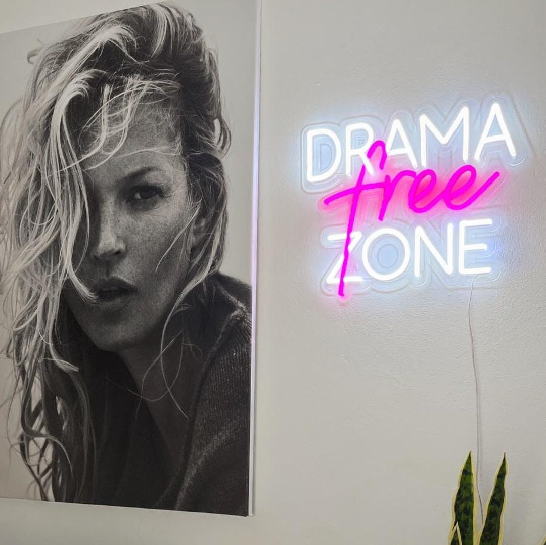 Drama Free Zone Neon Sign, No Drama, Living Room Decor, Wall Decor ...