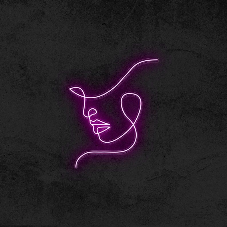 One Line Face Neon Sign, Modern Art, Wall Art, Neon Gift, Gift for Him ...