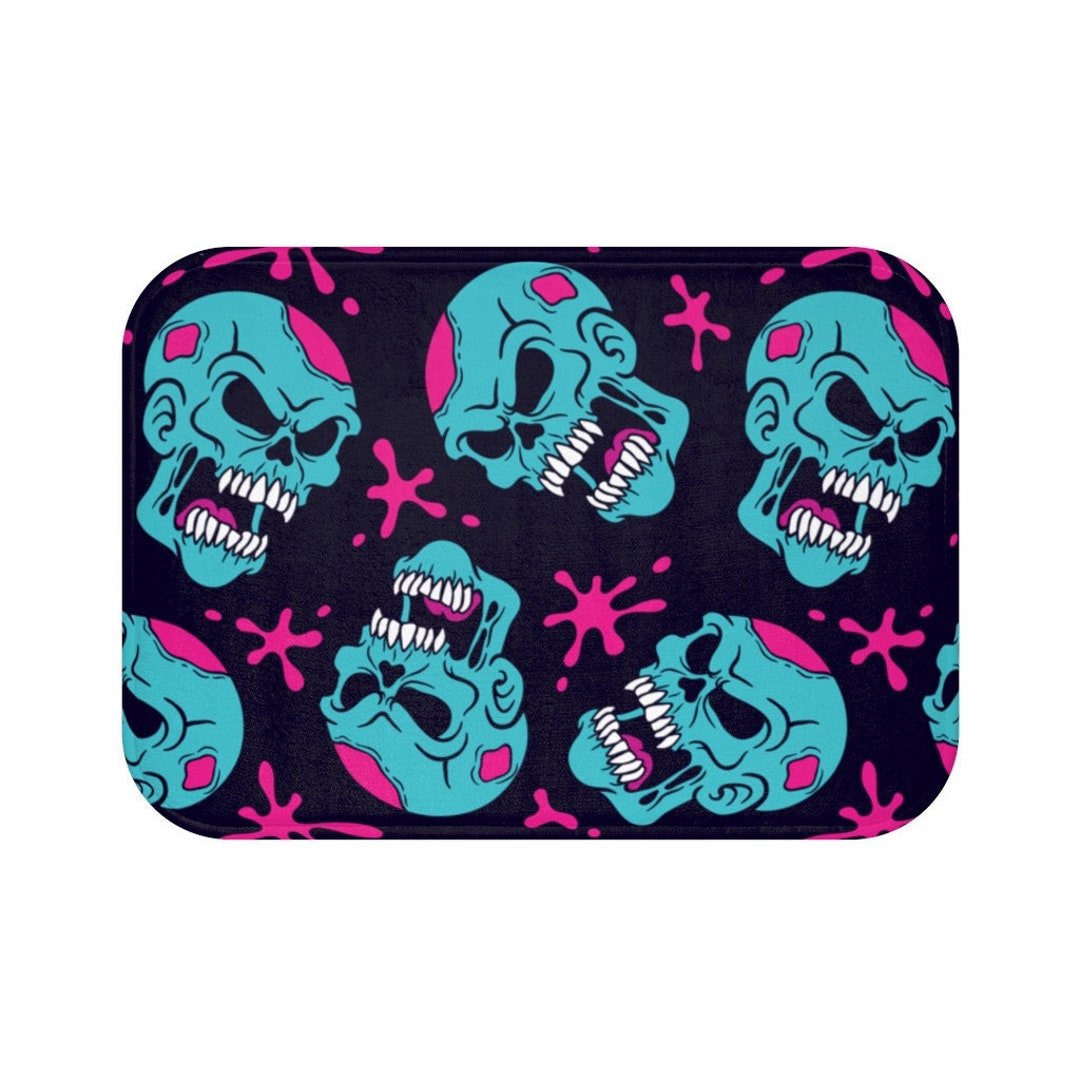 Zombie Skull Bath Mat - Alternative Goth Home Decor - Punk Rock Horror ...