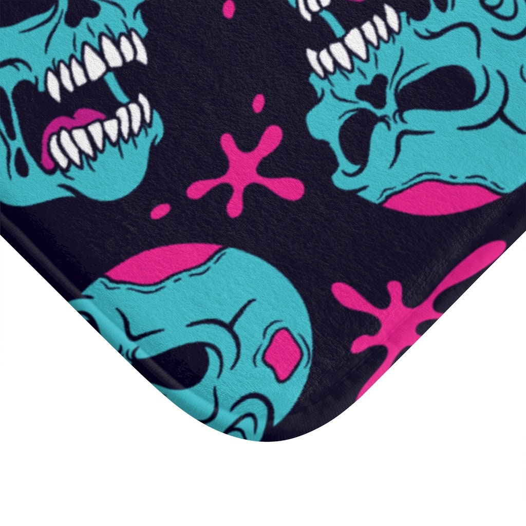 Zombie Skull Bath Mat - Alternative Goth Home Decor - Punk Rock Horror ...