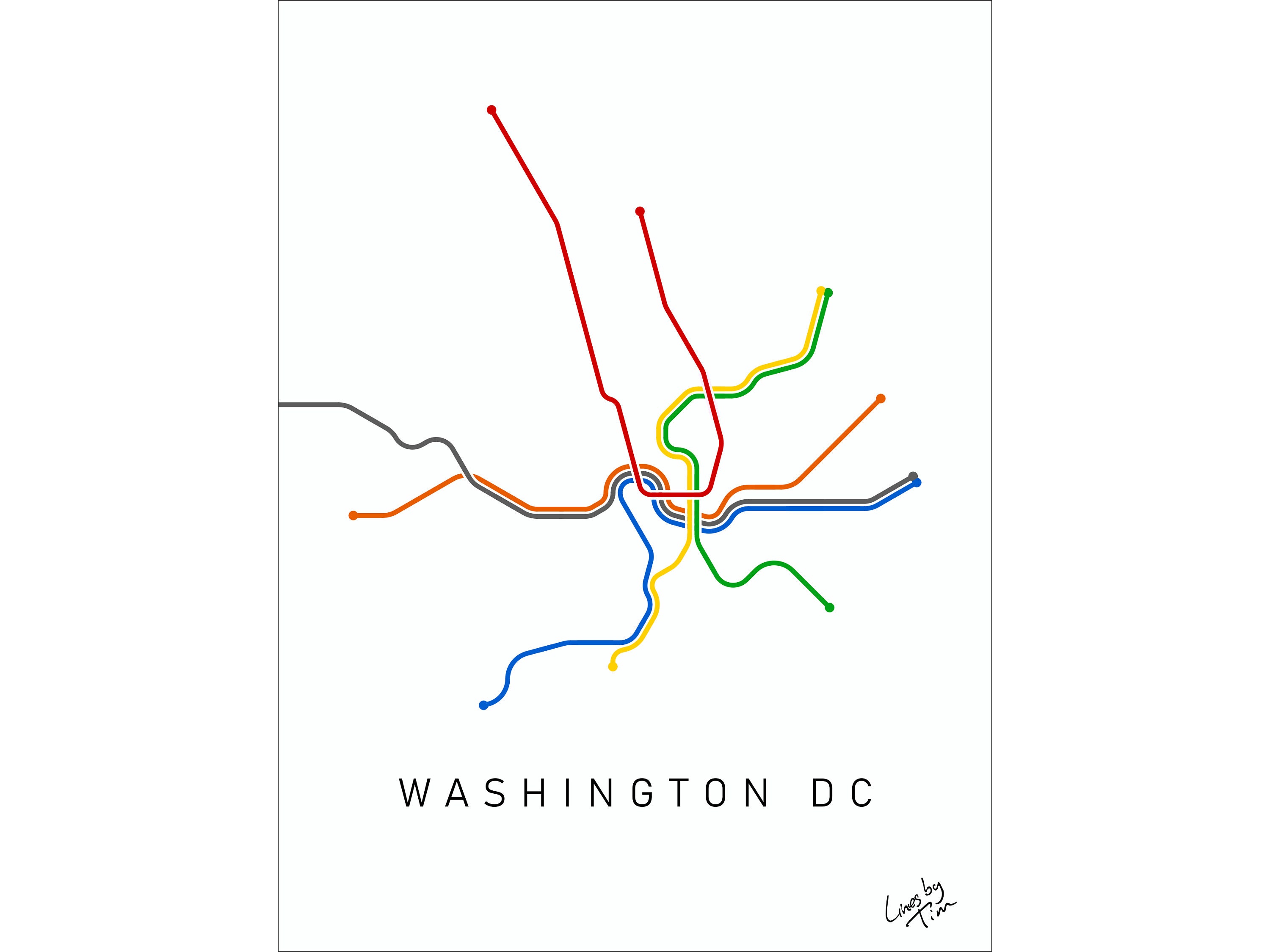 Washington DC Metro Map as Minimal Line Art for Home Decoration - Etsy