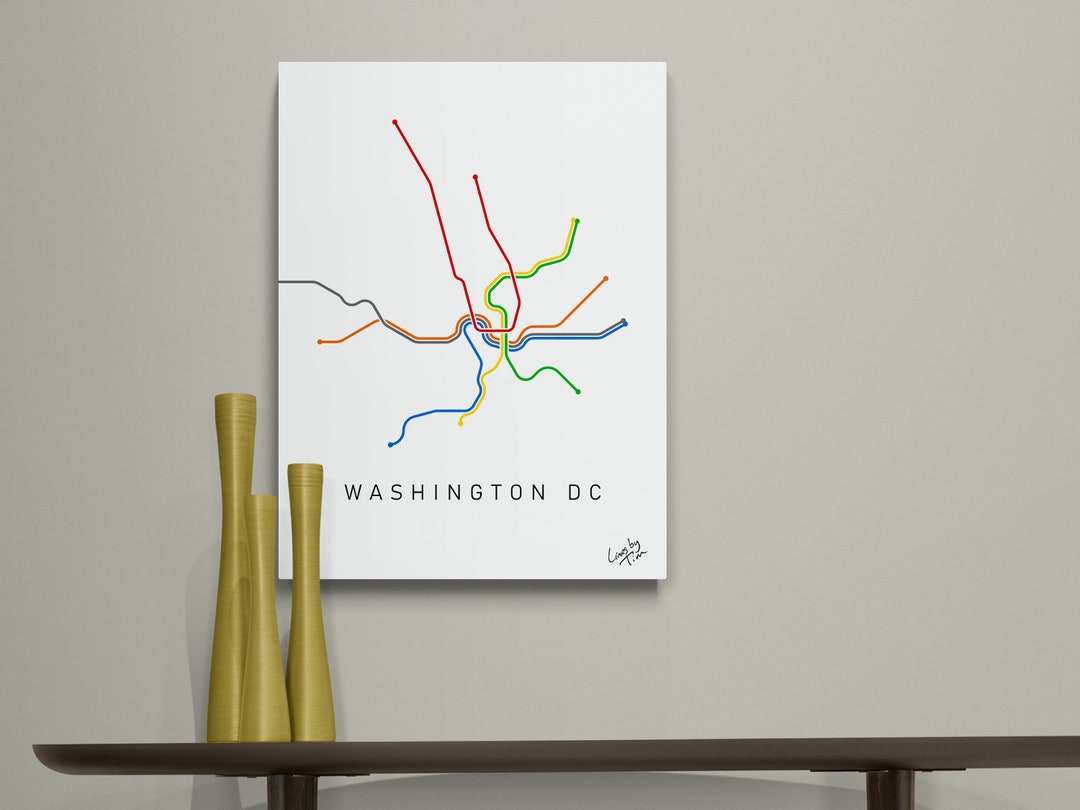 Washington DC Metro Map as Minimal Line Art for Home Decoration - Etsy