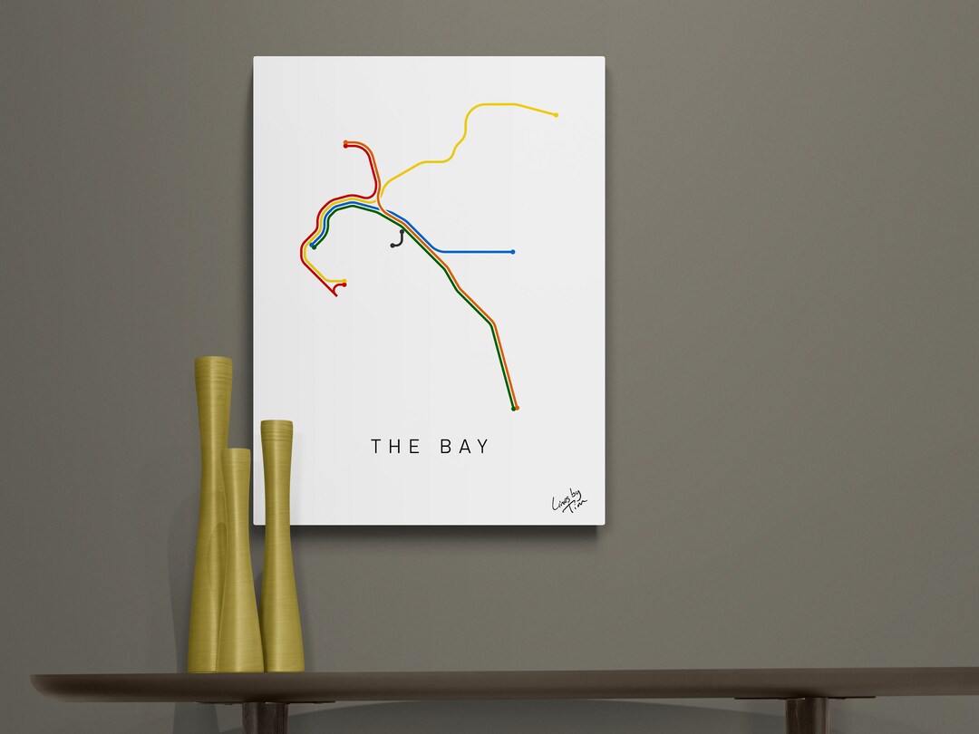 San Francisco Bay Metro Map as Minimal Line Art for Home Decoration - Etsy
