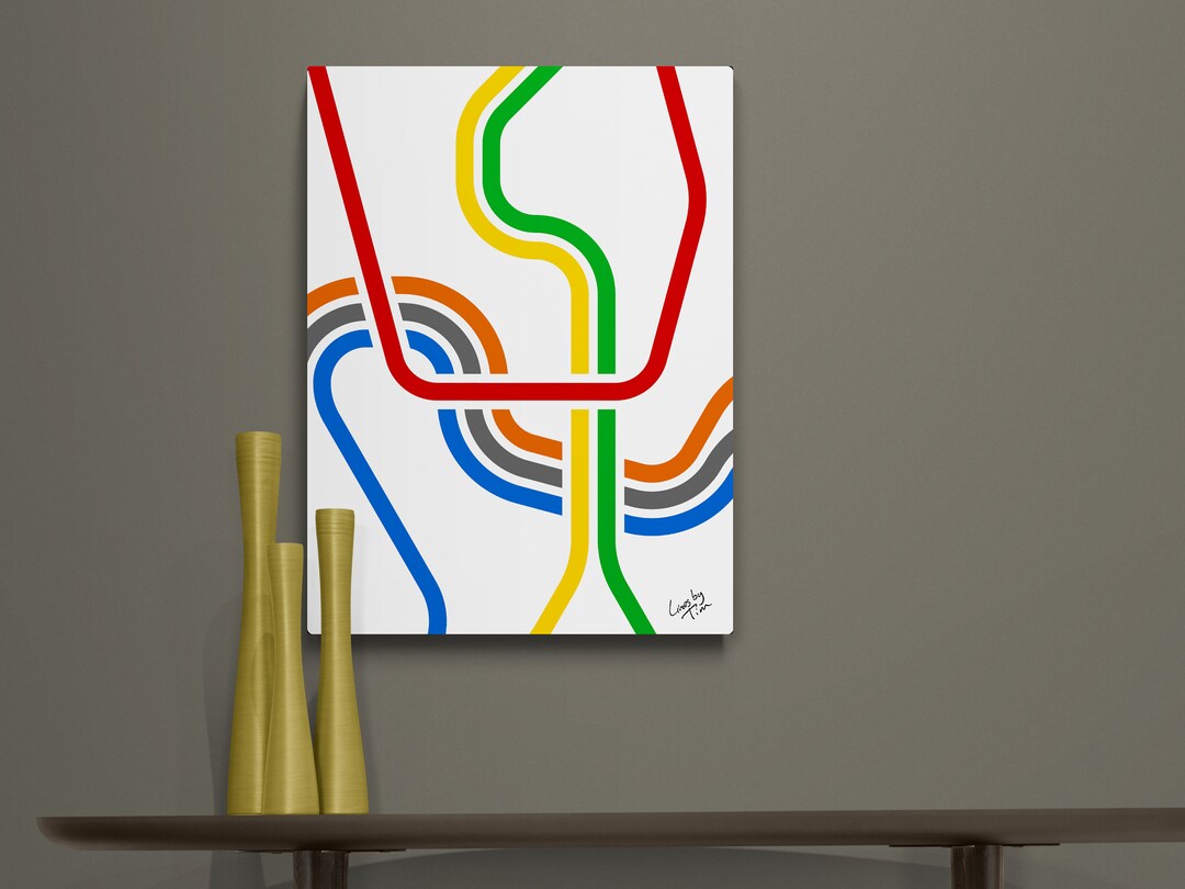 Washington DC Metro Lines City Center as Minimal Line Art for Home ...