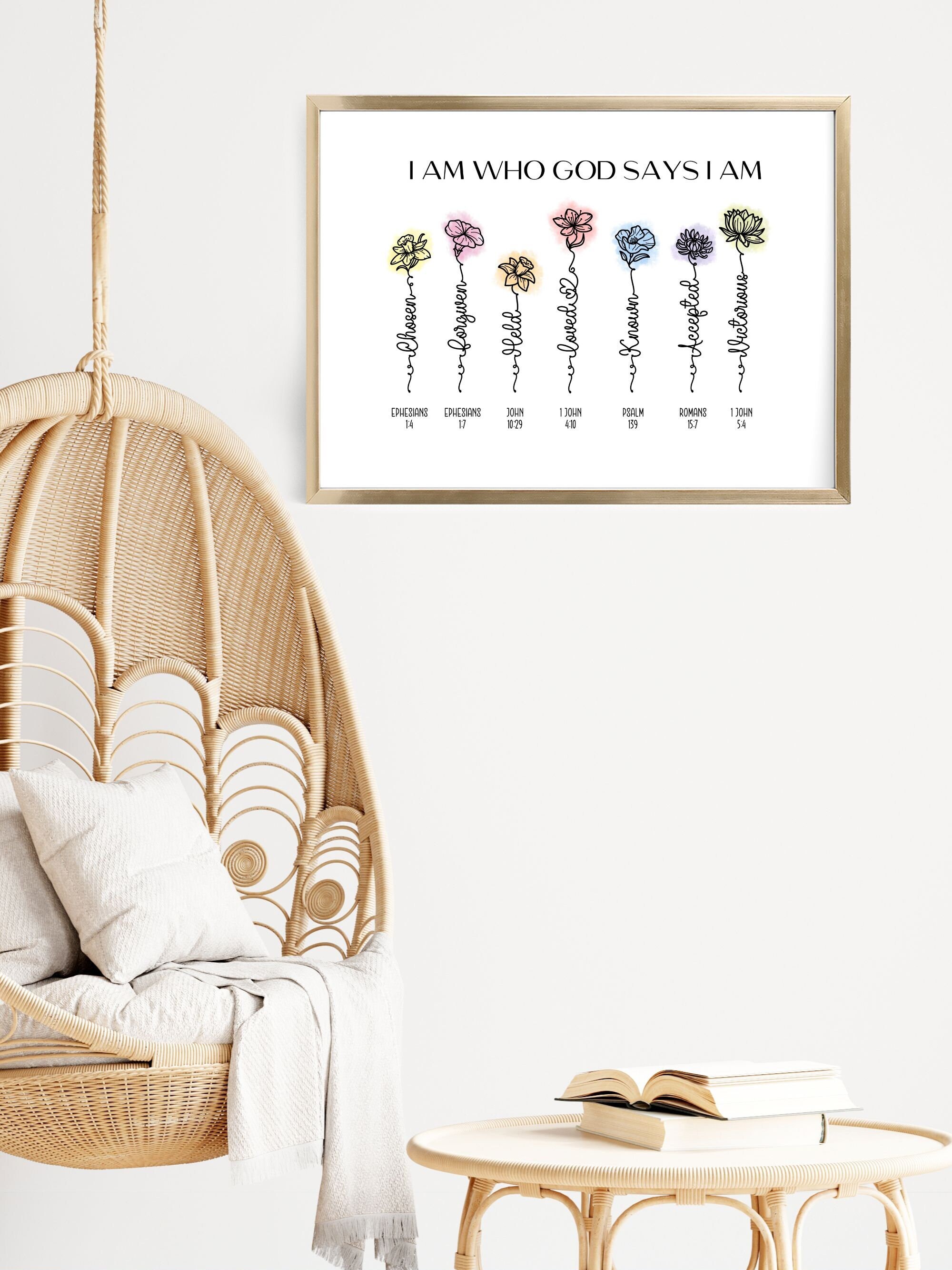 Who God Says I Am Bible Verse Affirmations Digital Wall Art, Positive ...