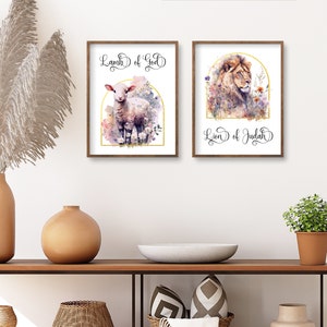 Lion and Lamb Bible Verse Digital Art Printable Christian Home Décor ...