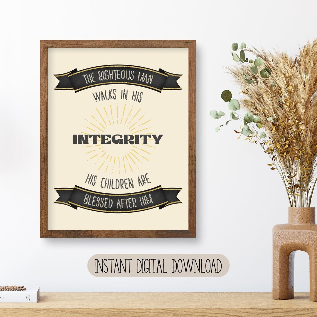Proverbs 20:7 Chalkboard Banner Scripture Digital Printable Fathers Day ...