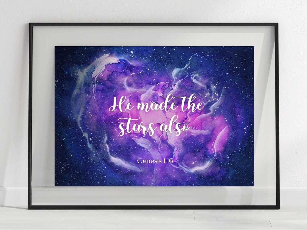 Bible Verse Wall Art He Made the Stars Also Genesis 1:16 Digital ...
