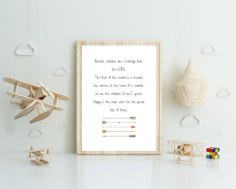 Children Are a Heritage, Arrows Watercolour Print, Psalm 127:3-5 ...