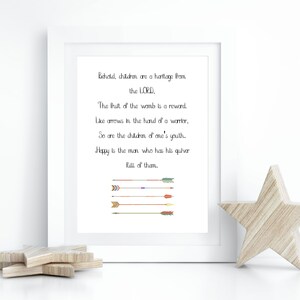 Children Are a Heritage, Arrows Watercolour Print, Psalm 127:3-5 ...