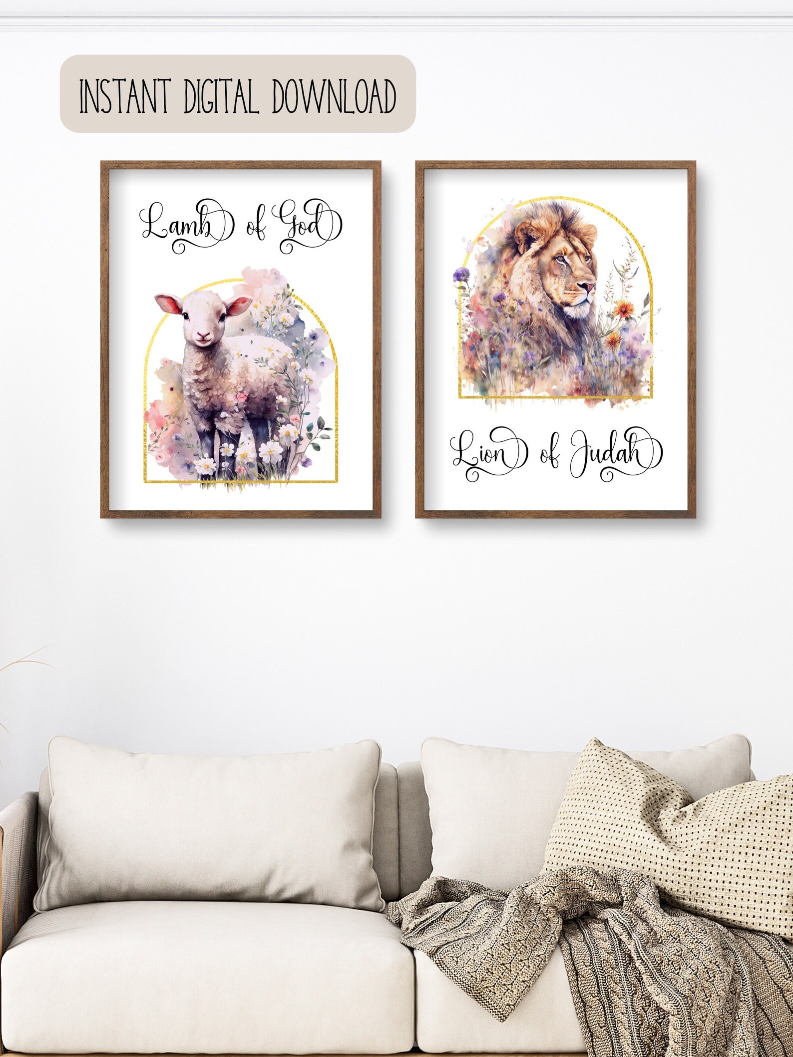 Lion and Lamb Bible Verse Digital Art Printable Christian Home Décor ...