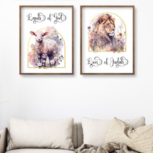 Lion and Lamb Bible Verse Digital Art Printable Christian Home Décor ...