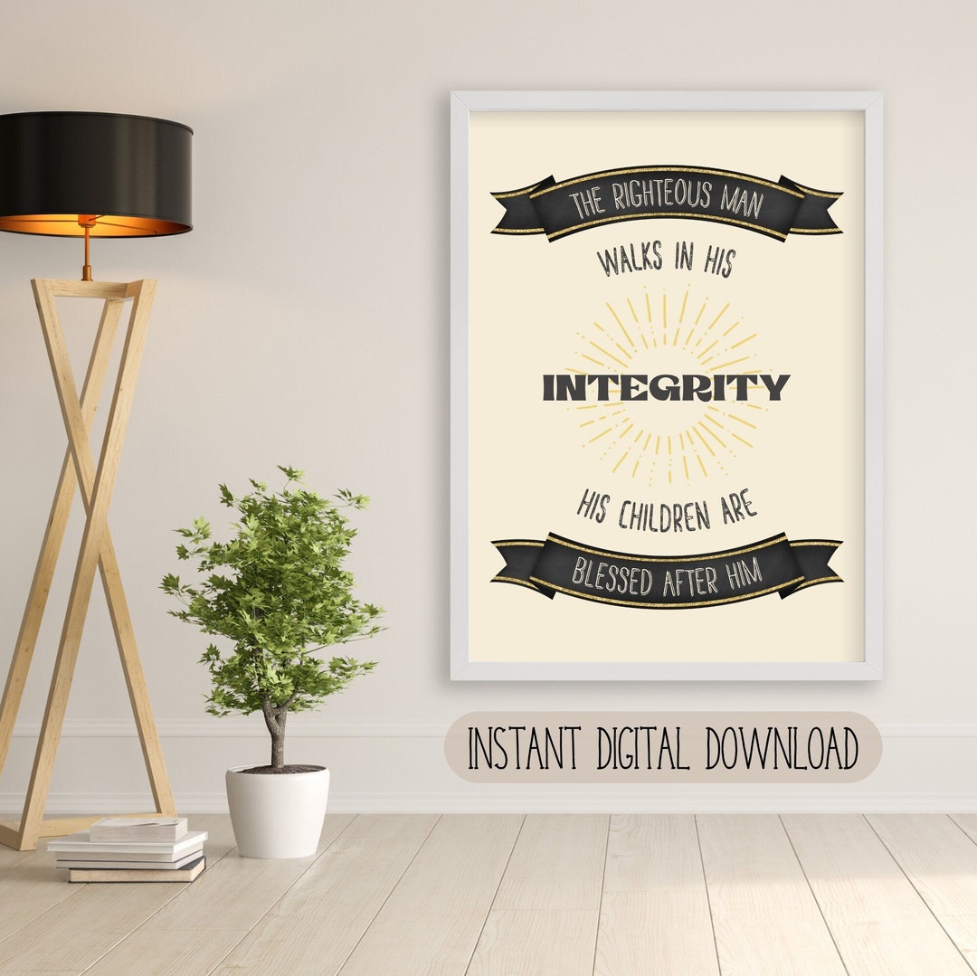 The Righteous Man Bible Verse Digital Print Gift for Christian Dad ...