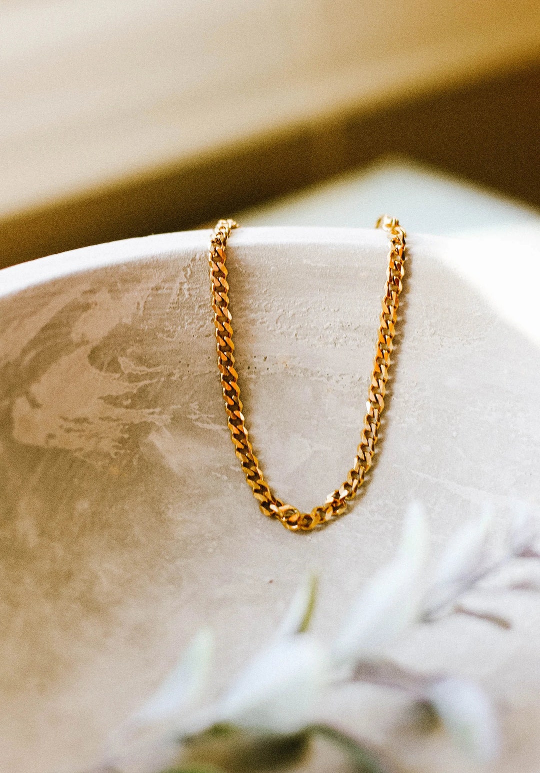 Curb Chain Loose Bracelet With Extender 18k Gold Plated Surgical ...