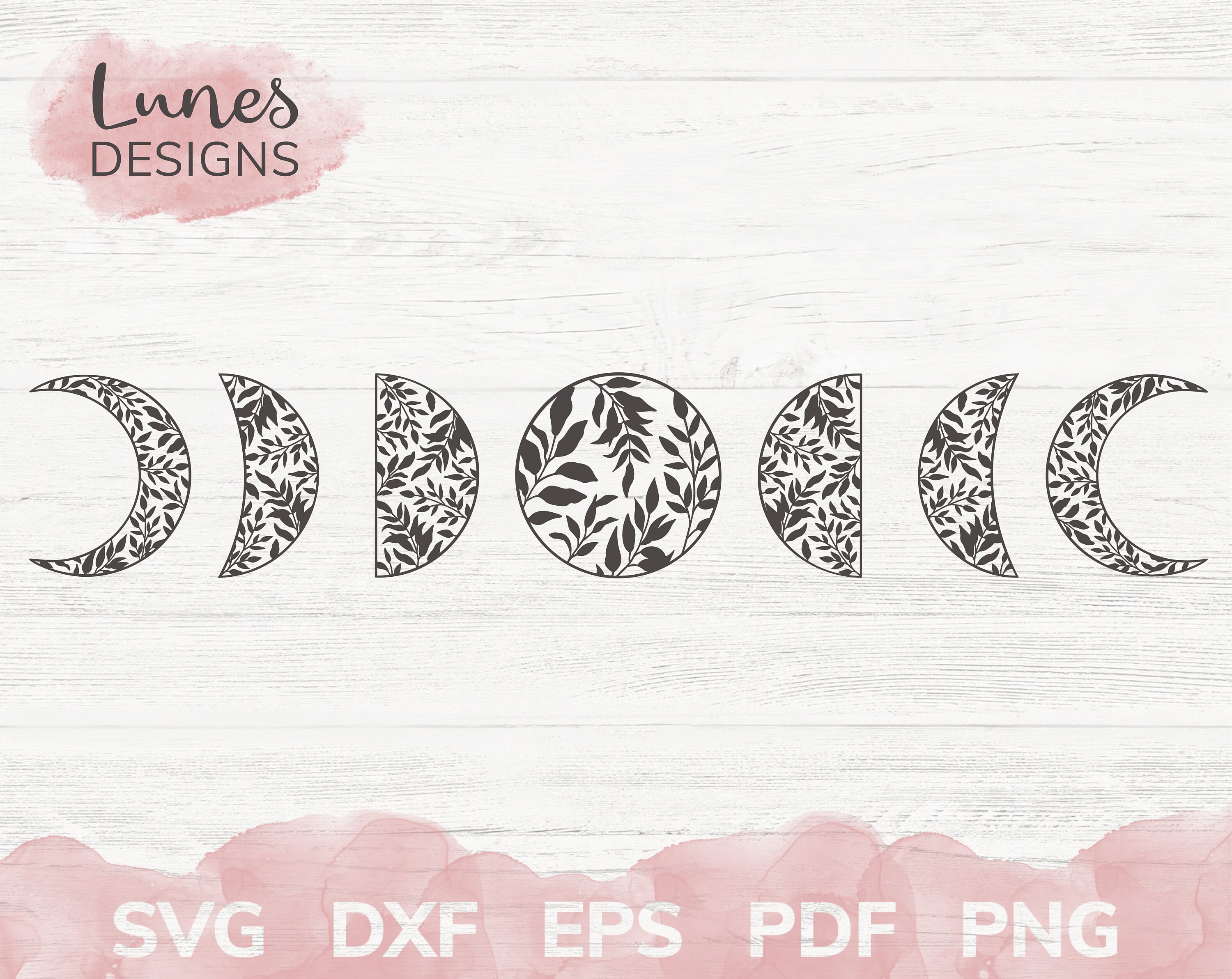 Floral moon phases svg Boho svg Celestial svg files for | Etsy
