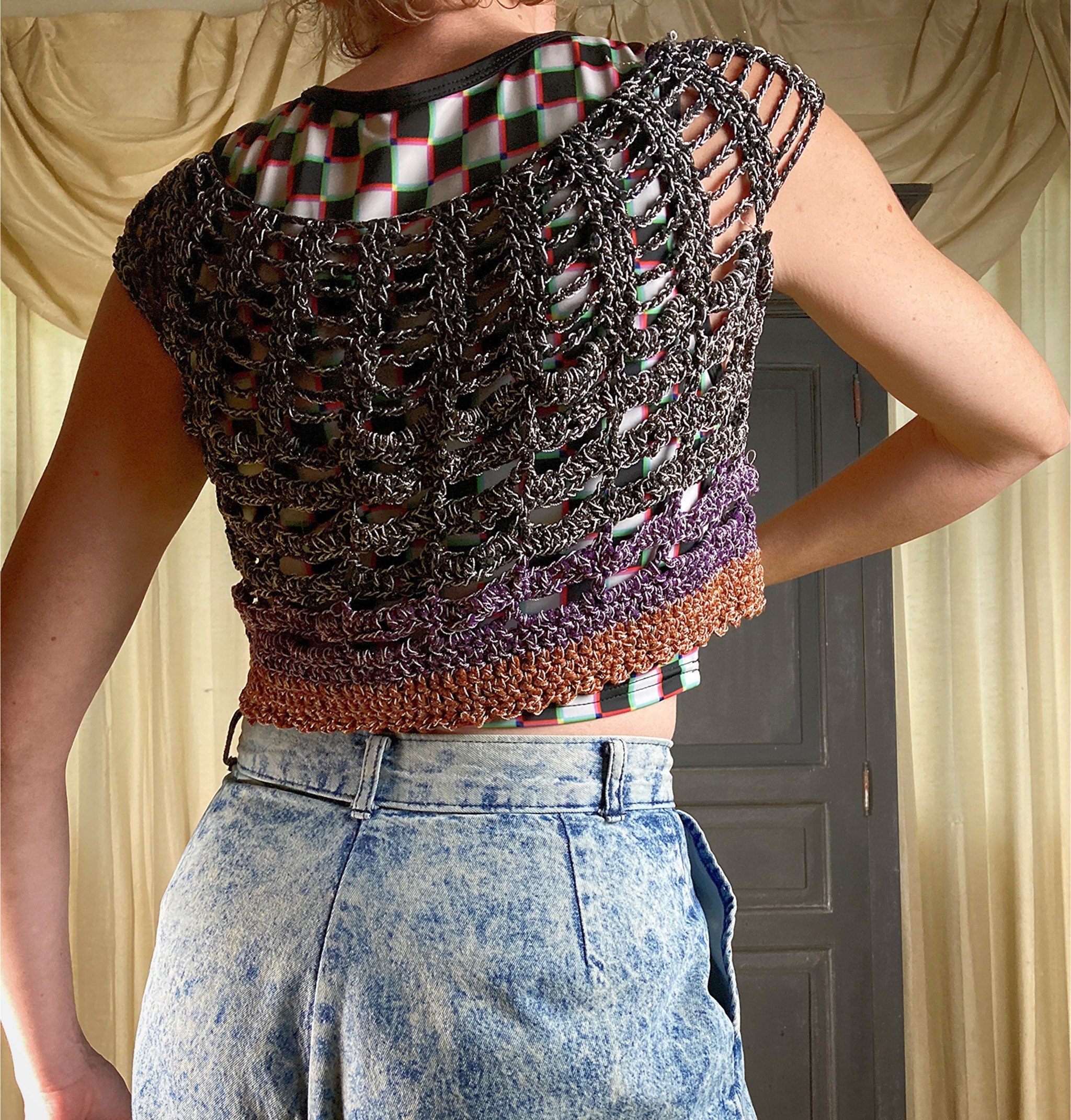 S/ Vintage Halloween Crop Top, Spooky Cute Spider Web Tank Top, Open ...