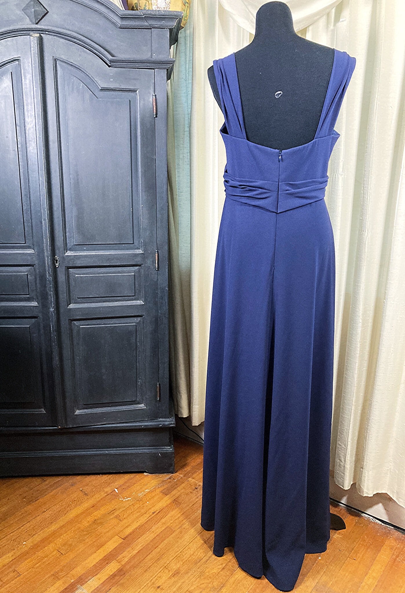 M/ Vintage Escada Midnight Blue Evening Gown, Sleeveless Draped Floor ...